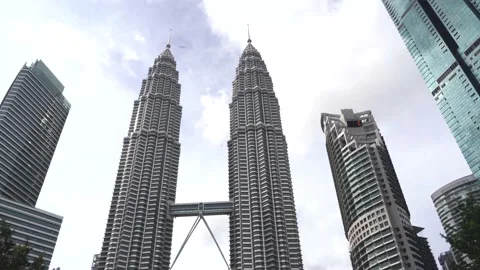 View of skyscraper KLCC twin tower on a ... | Stock Video | Pond5