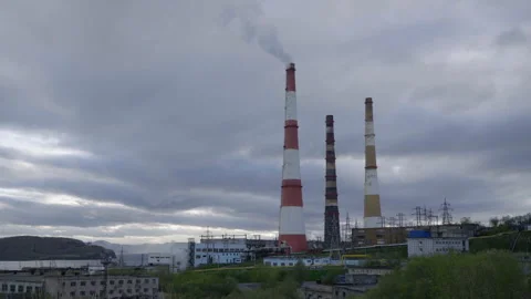 View of the thermal power plant with smo... | Stock Video | Pond5