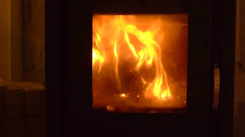 View Through the Window of Orange Fire F... | Stock Video | Pond5