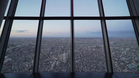 View of Tokyo at Sunset thorough Windows... | Stock Video | Pond5
