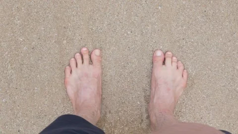 view top down to barefooted feet while s... | Stock Video | Pond5