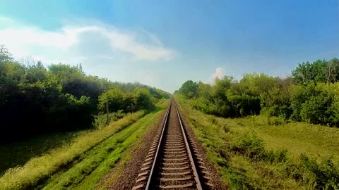 View from the train window on the rails ... | Stock Video | Pond5