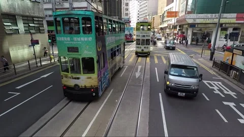 View from tram, back view vehicle shot, ... | Stock Video | Pond5