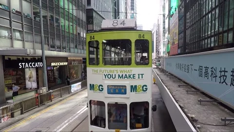 View from tram, back view vehicle shot, ... | Stock Video | Pond5