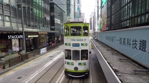 View from tram, back view vehicle shot, ... | Stock Video | Pond5