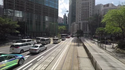 View from tram, back view vehicle shot, ... | Stock Video | Pond5