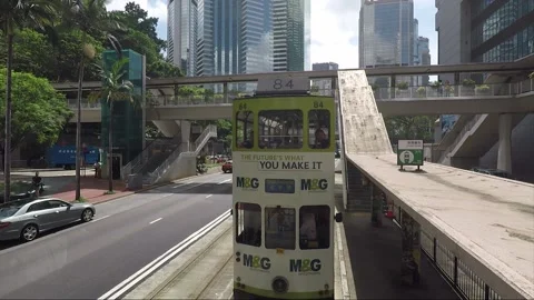 View from tram at MTR stop, back view ve... | Stock Video | Pond5