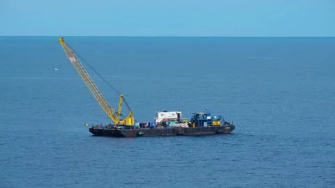 View of Transshipment Crane barge in ope... | Stock Video | Pond5