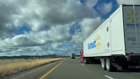 View of truck with Walmart container dri... | Stock Video | Pond5
