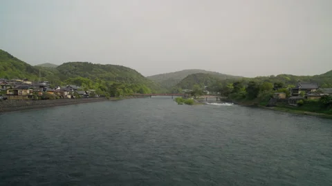 View of Uji river from Uji bridge with A... | Stock Video | Pond5