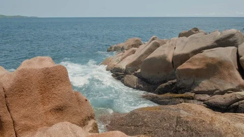 View waves break on island tropical bea... | Stock Video | Pond5