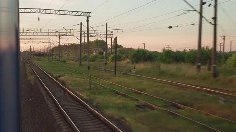 view from window high-speed train on lan... | Stock Video | Pond5