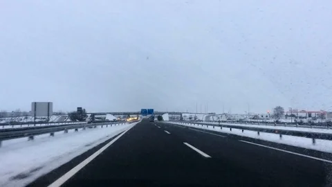 View of a winter snow storm from inside ... | Stock Video | Pond5