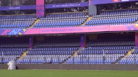 vijay merchant pavilion stand in wankhed... | Stock Video | Pond5