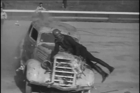 Vintage 1944 Daredevil Car stunt man on ... | Stock Video | Pond5
