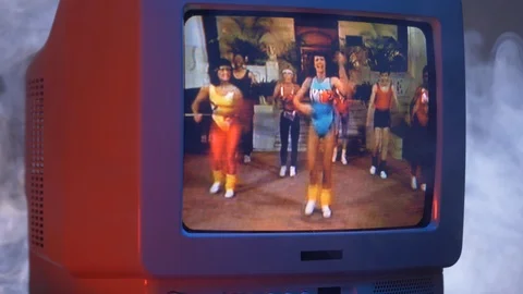 Vintage Aerobic Dancers on a 80s 90s Ret... | Stock Video | Pond5