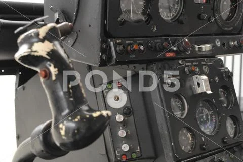 Vintage Airplane Cockpit with Control Panel and Instruments Stock Photo ...