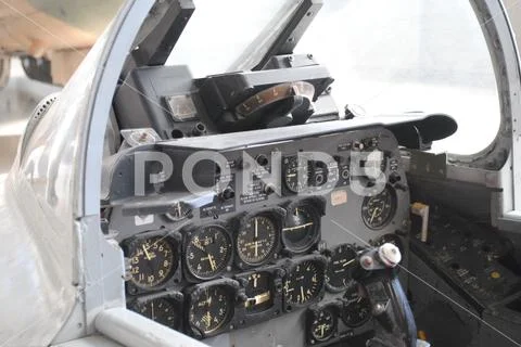 Vintage Airplane Cockpit with Control Panel and Instruments ~ Premium ...