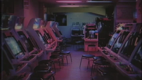 Vintage Arcade Gaming Lounge VHS Texture... | Stock Video | Pond5