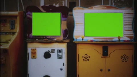 Vintage Arcade Machines Green Screen Old... | Stock Video | Pond5