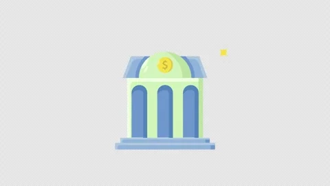 vintage building bank icon animation iso... | Stock Video | Pond5