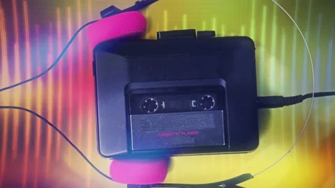 Vintage Cassette Player Sound Waves Back... | Stock Video | Pond5