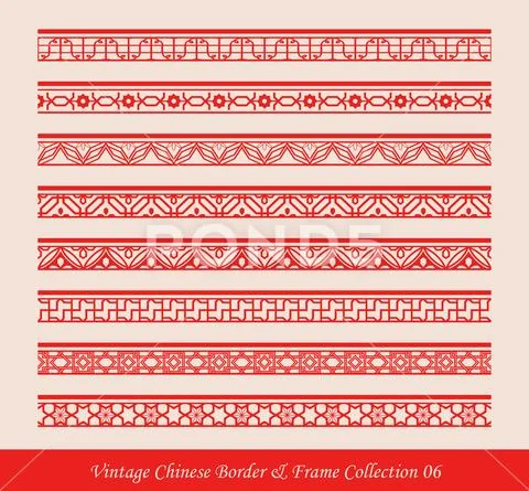 Vintage Chinese Border Frame Vector Collection ~ Clip Art #70090655
