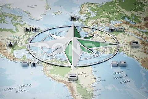 Photograph: Vintage compass symbol showing the directions on the world ...