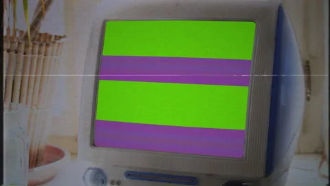 Vintage Computer Green Screen Glitch Ret... | Stock Video | Pond5