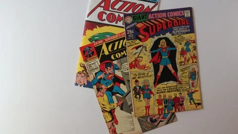 Vintage Covers of ACTION COMICS - DC Com... | Stock Video | Pond5