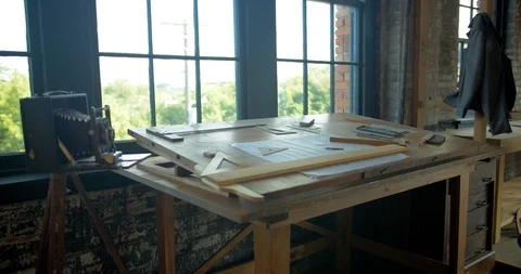 Vintage Drafting Table, Ford Plant, Detr... | Stock Video | Pond5