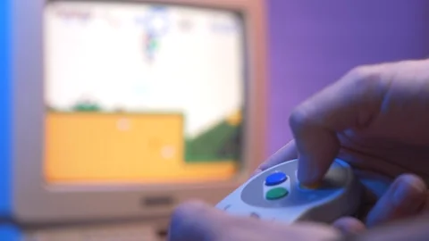 Vintage Gamer Playing Super Mario Video ... | Stock Video | Pond5