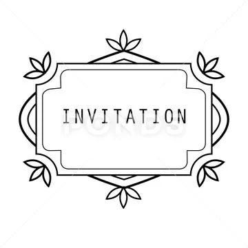 Vintage grayscale frame in a lineart style for invitation ~ Clip Art ...