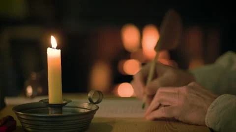 vintage man writing a letter with quill ... | Stock Video | Pond5
