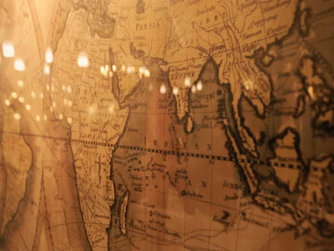 Vintage map of the world. Old paper back... | Stock Video | Pond5