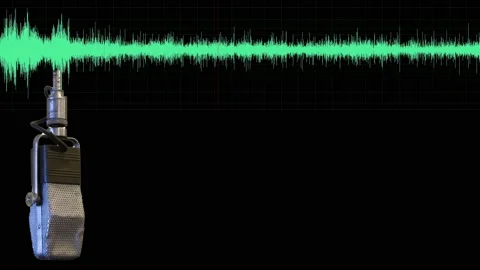 Vintage microphone with green audio wave... | Stock Video | Pond5