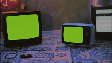 Vintage Monitors Green Screen Statics Ol... | Stock Video | Pond5