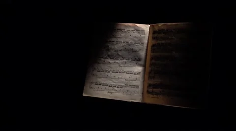 Vintage music notes with ray of light on... | Stock Video | Pond5