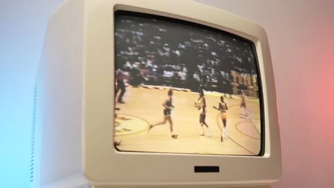 Vintage NBA Basketball Game on Retro TV ... | Stock Video | Pond5