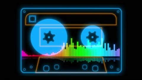 Vintage neon cassette tape animation tem... | Stock Video | Pond5