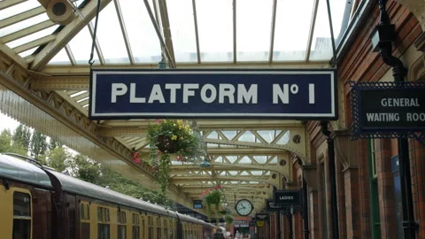 A vintage old platform one sign at a ste... | Stock Video | Pond5