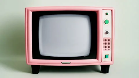 vintage pink analog television tv set wi... | Stock Video | Pond5
