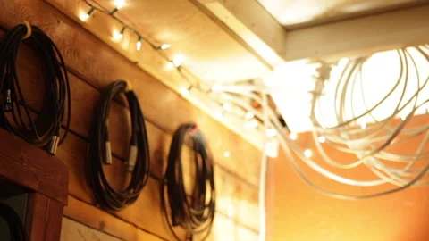 Vintage radio, poster, and lamp in music... | Stock Video | Pond5