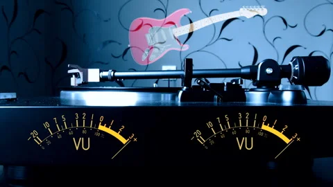 Vintage record player. Volume unit meter... | Stock Video | Pond5