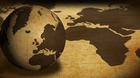 Vintage Rotating Globe And Map Of The Wo... | Stock Video | Pond5