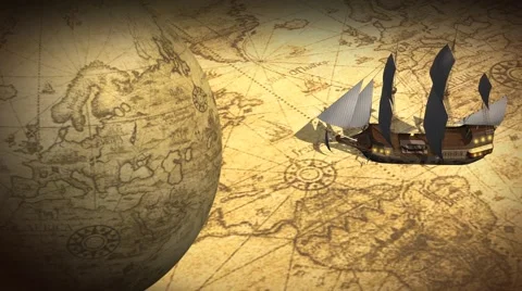 Vintage Rotating Globe And Map Of The Wo... | Stock Video | Pond5