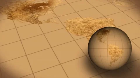 Vintage Rotating Globe And Map Of The Wo... | Stock Video | Pond5