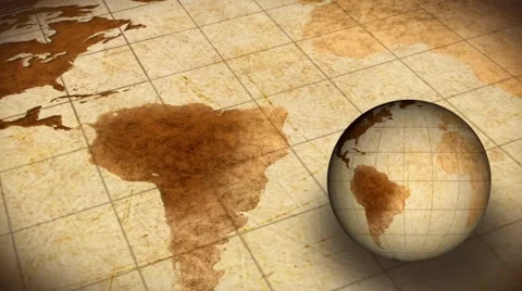 Vintage Rotating Globe And Map Of The Wo... | Stock Video | Pond5
