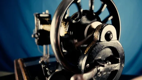 Vintage sewing machine. 4K Slow motion 6... | Stock Video | Pond5