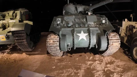 Vintage Sherman m4 tank exhibit at Royal... | Stock Video | Pond5